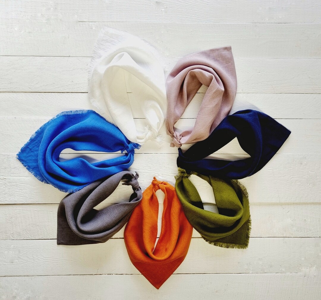 Linen Bandana, Linen Square Scarf, Men Neckerchief, Women Headband ...
