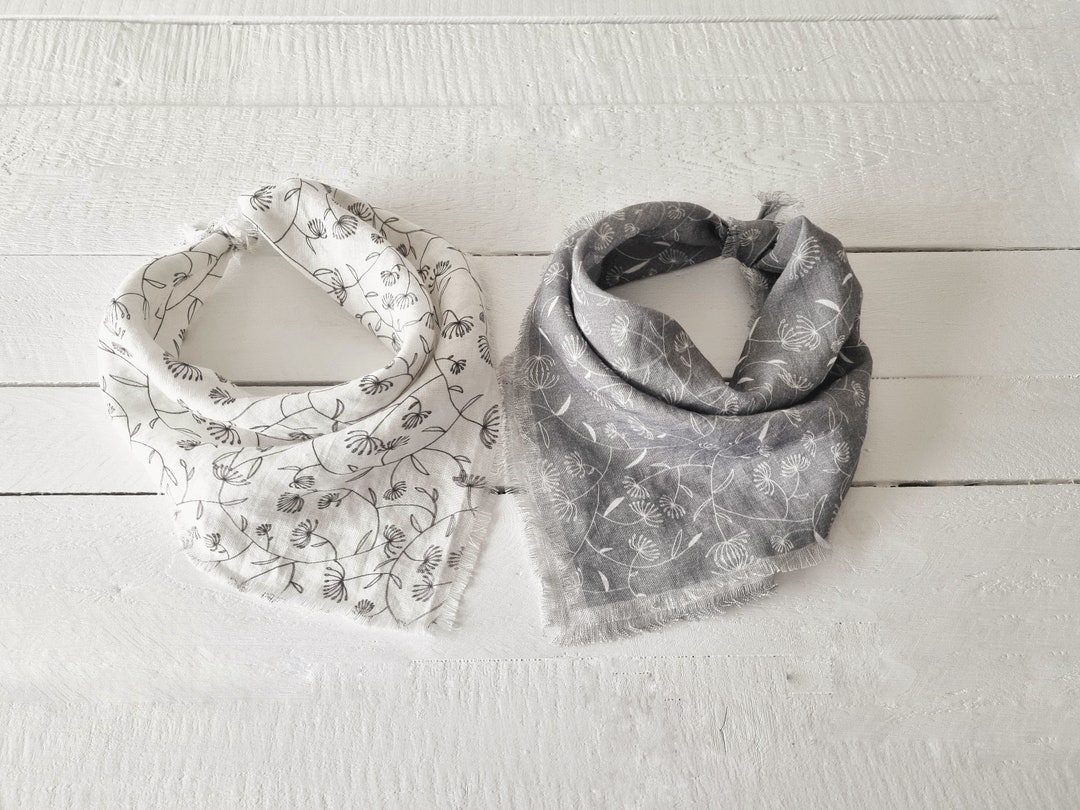 Linen Square Scarf, Linen Bandana, Fringe Bandana, Women Neckerchief ...