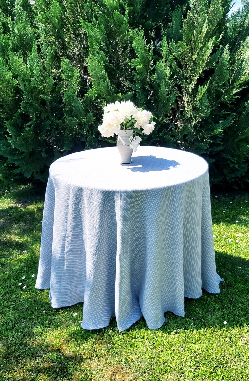 Round linen tablecloth natural linen table cloth circle | Etsy