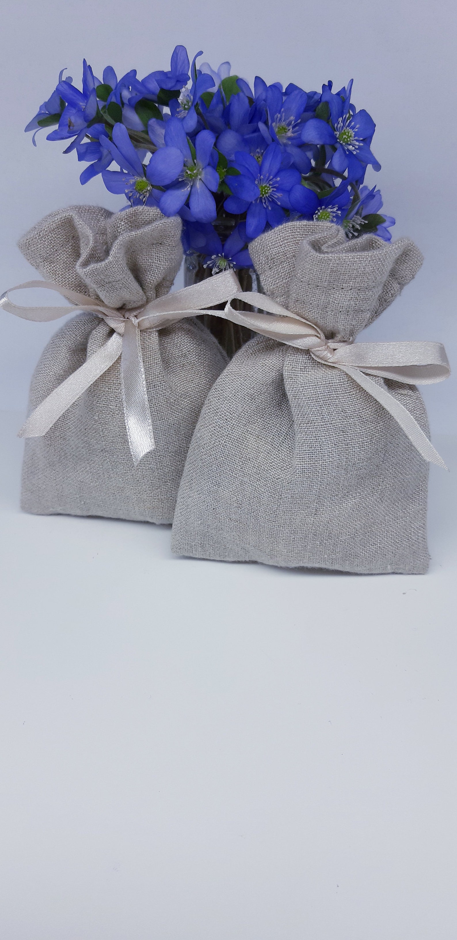 Small Linen Bags Set of 10, Wedding Favor Bags, Baptism Favor Bags ...