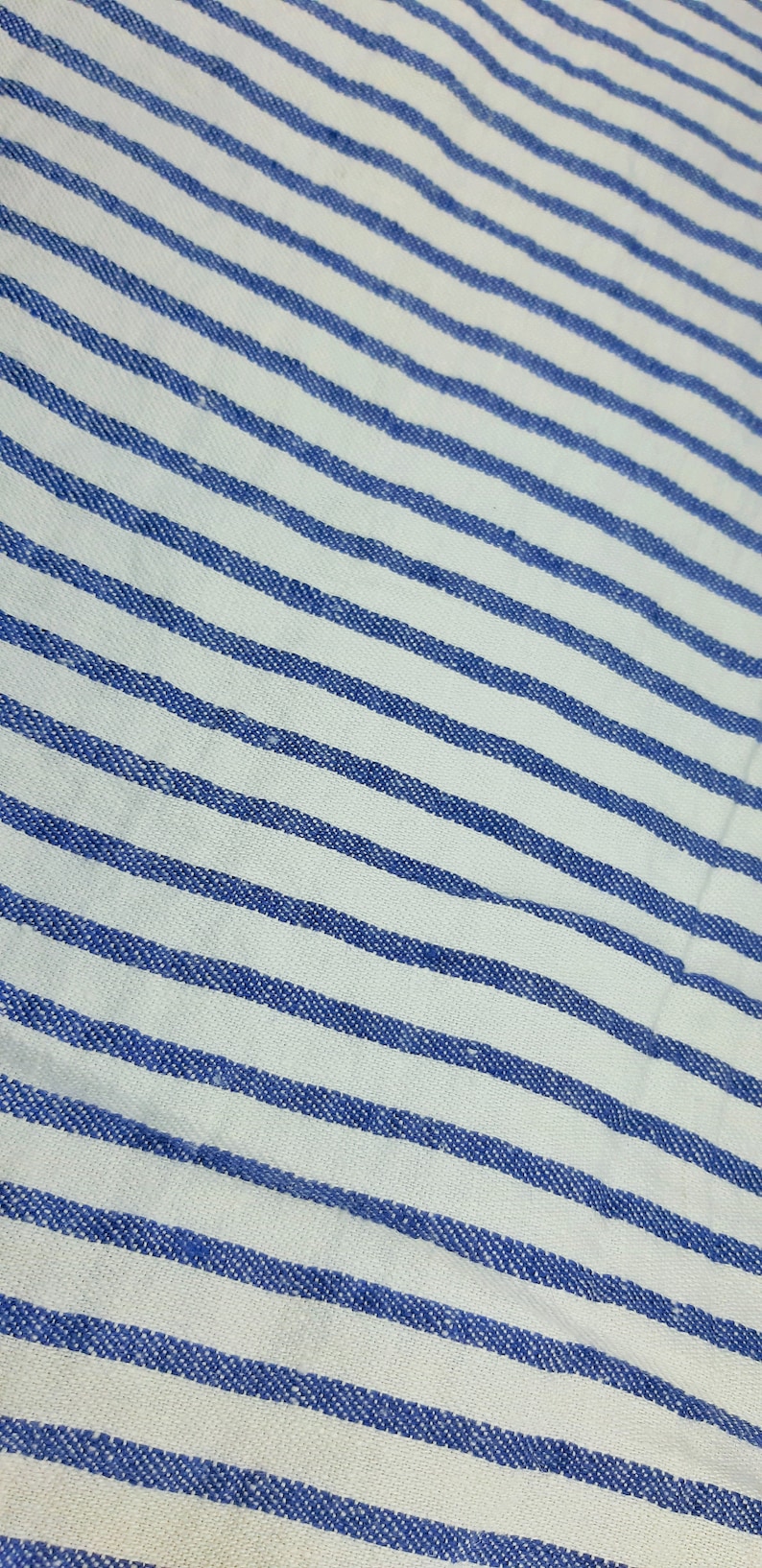 Blue Striped Linen Tablecloth, Washed Linen Tablecloth, Blue Stripy ...