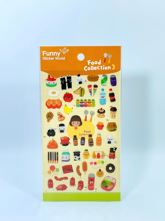 Funny Sticker World Food Collection Stickers Puffy | Etsy