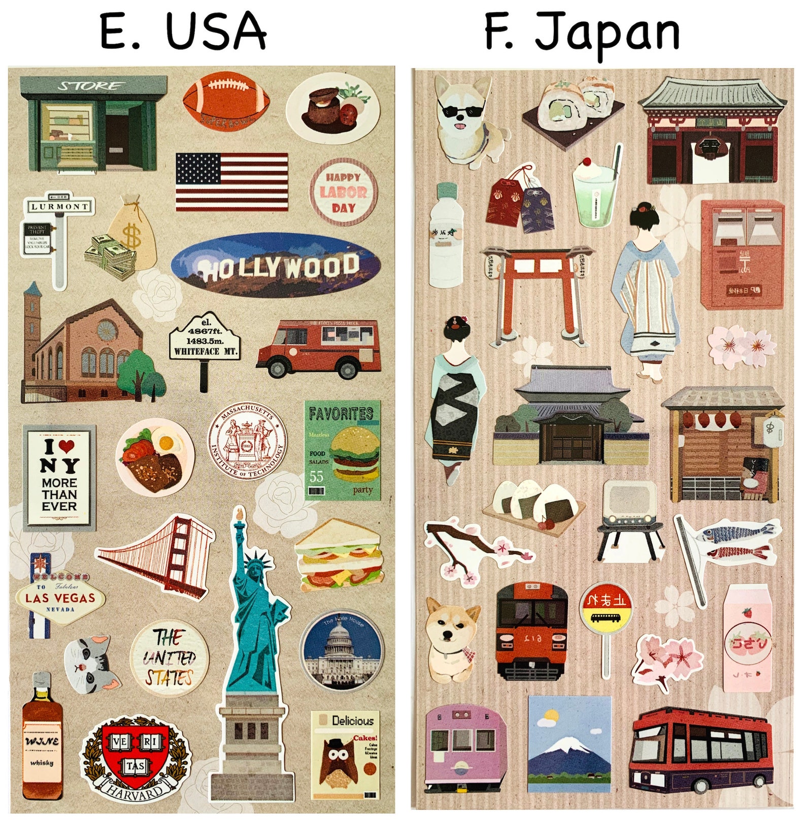 Nekoni Country Stickers Planner Stickers Deco Stickers Cute - Etsy