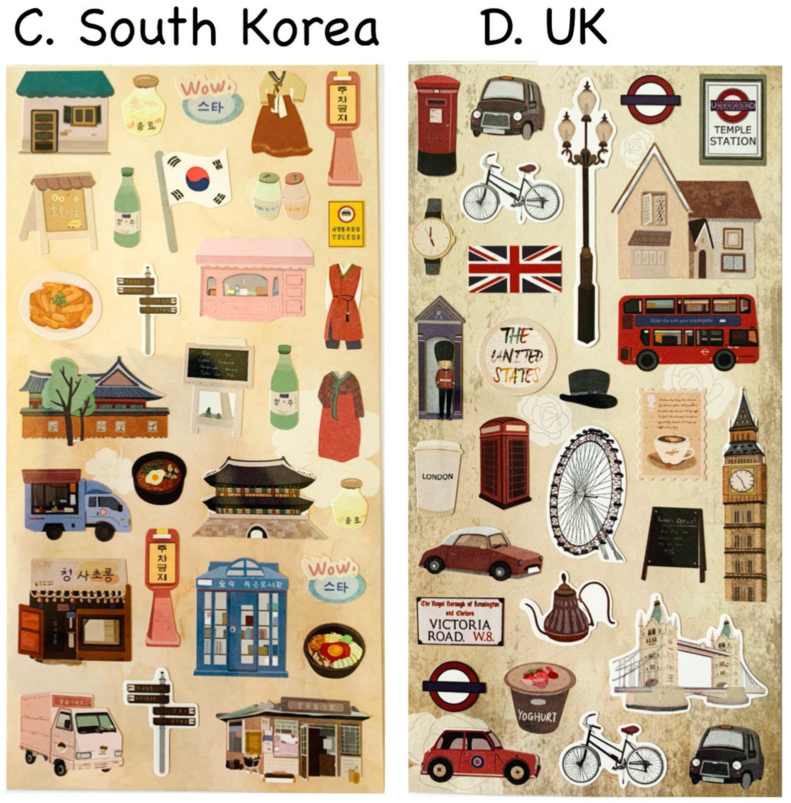 Nekoni Country Stickers Planner Stickers Deco Stickers Cute - Etsy