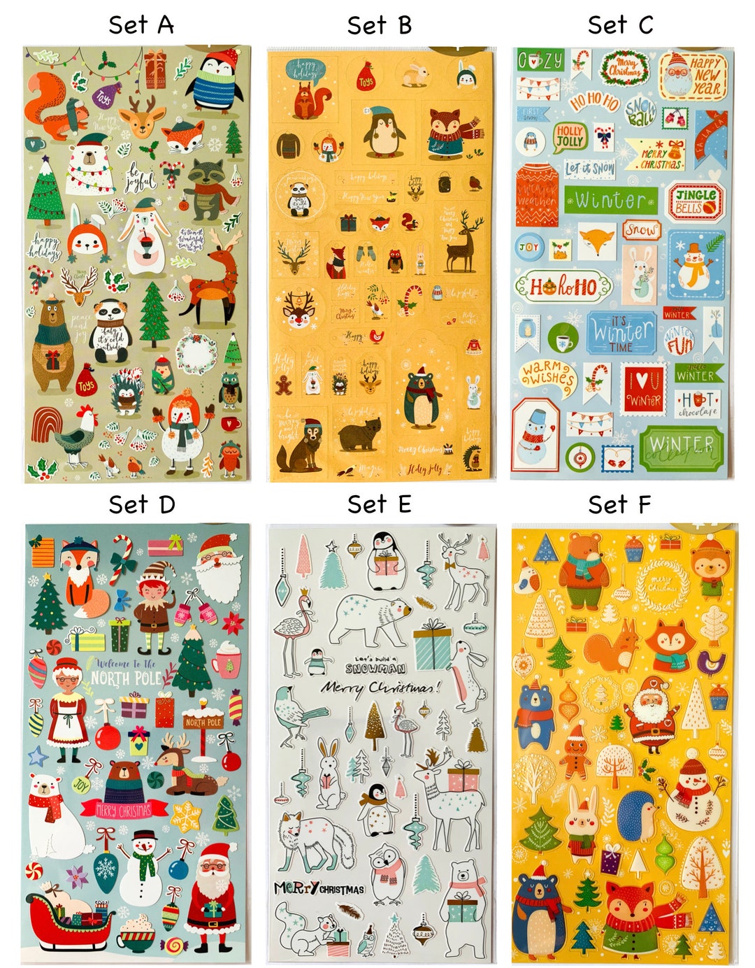 Nekoni Christmas Stickers, Holiday Stickers, Scrapbook Stickers, Cute ...