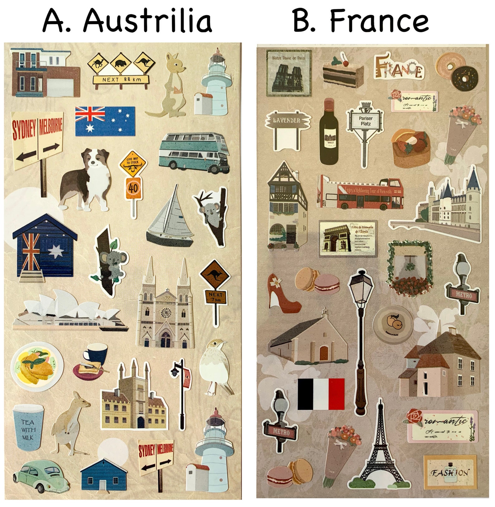 Nekoni Country Stickers Planner Stickers Deco Stickers Cute - Etsy