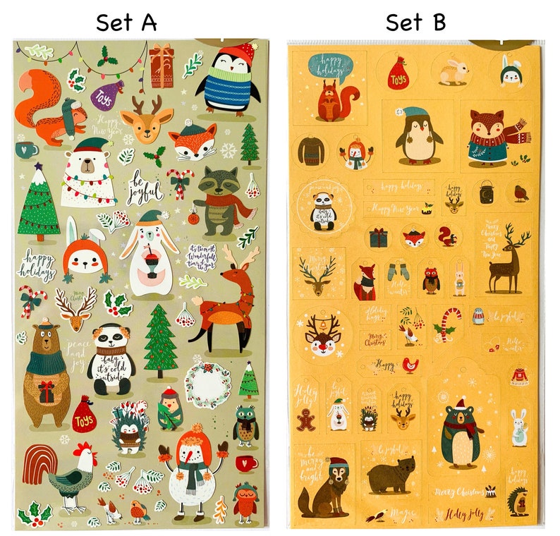 Nekoni Christmas Stickers, Holiday Stickers, Scrapbook Stickers, Cute ...
