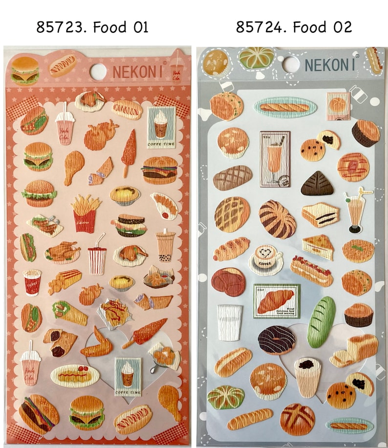 Nekoni Food/hamburger/bread/coffee Stickers, Planner Stickers, Deco ...