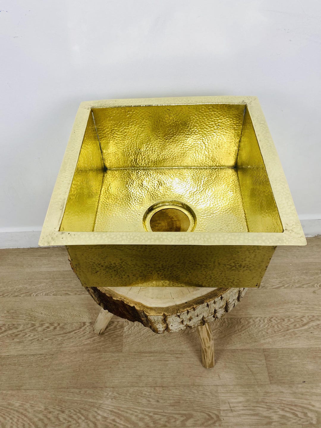 Handmade ,hammered Brass Drop-in Sink, Square Gold Kitchen Basin ...