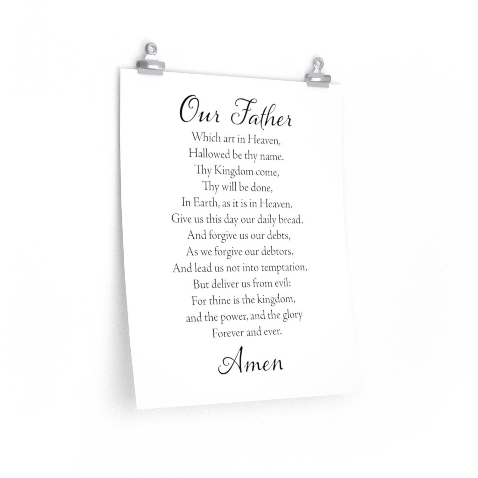 Lord's Prayer Religious Wall Art, Matte Vertical Poster, Christian Home ...
