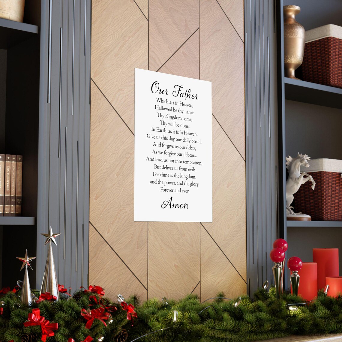Lord's Prayer Religious Wall Art, Matte Vertical Poster, Christian Home ...
