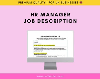 Human Resources Manager Job Description MS Editable Word Document HR Template Human Resources ...