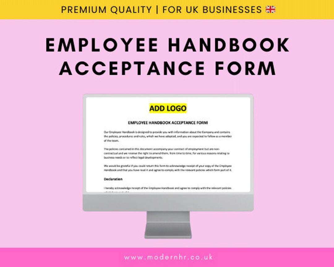 Employee Handbook Acceptance Form | HR Employee Form Template - Etsy