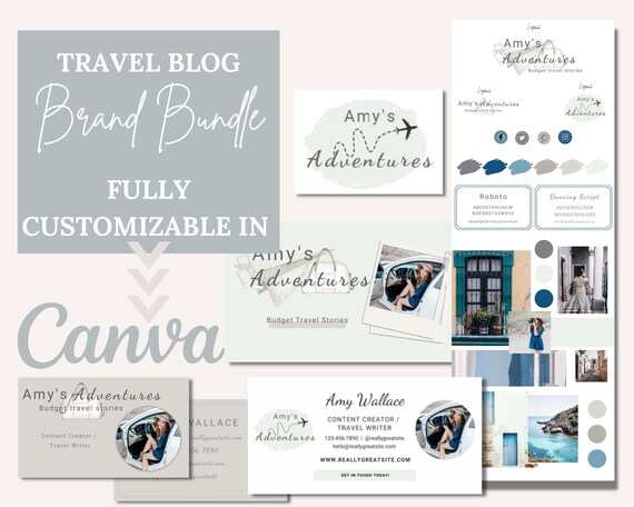 Travel Blog Branding Kit Travel Logo Customizable Branding - Etsy
