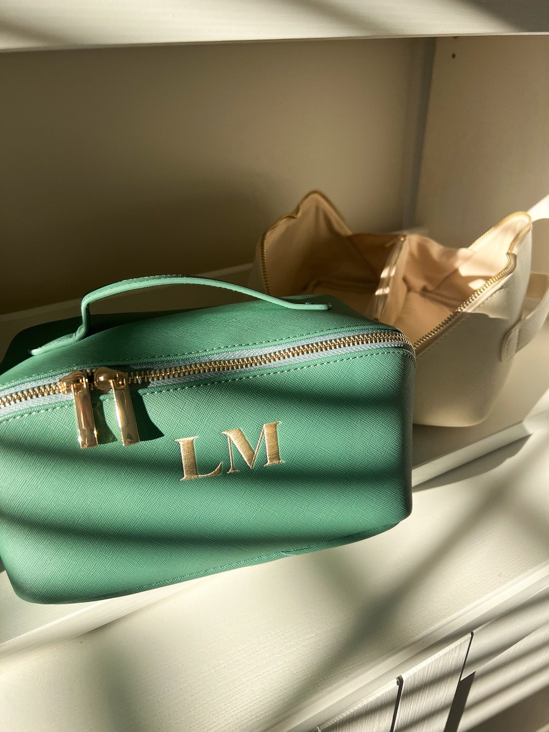 Large Embroidered Makeup Bags, Personalised Lay Flat Wash Bags, Flat ...