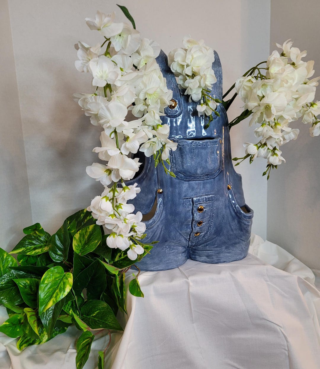 Strawberry Planter, Ceramic, Designed as Bibbed Overalls - Etsy