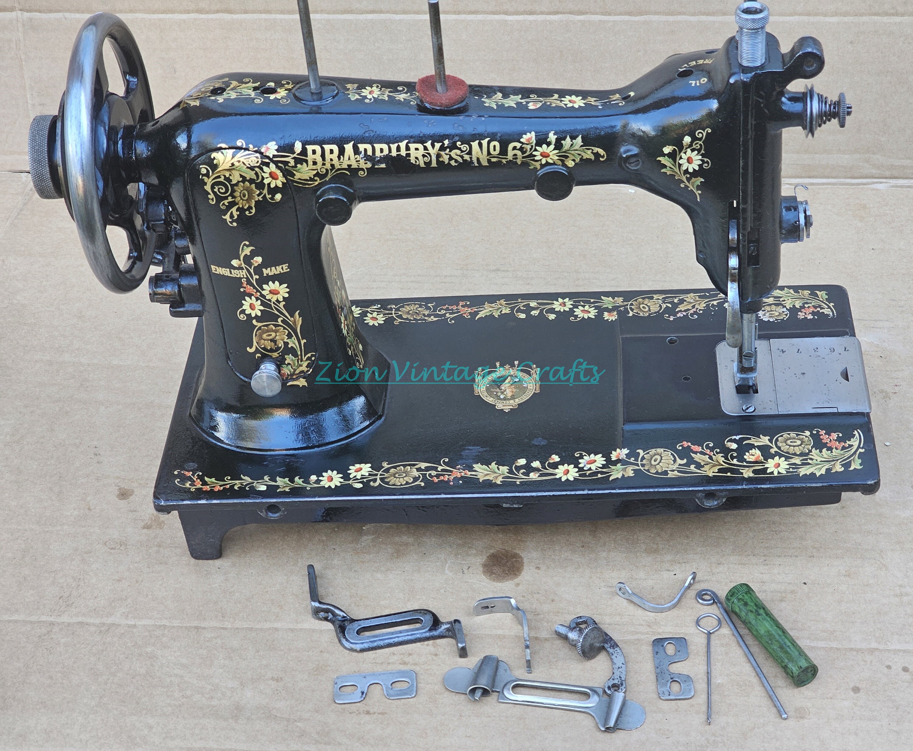 Antique Bradbury No. 6 Sewing Machine Treadle Head With the Duke Trade ...