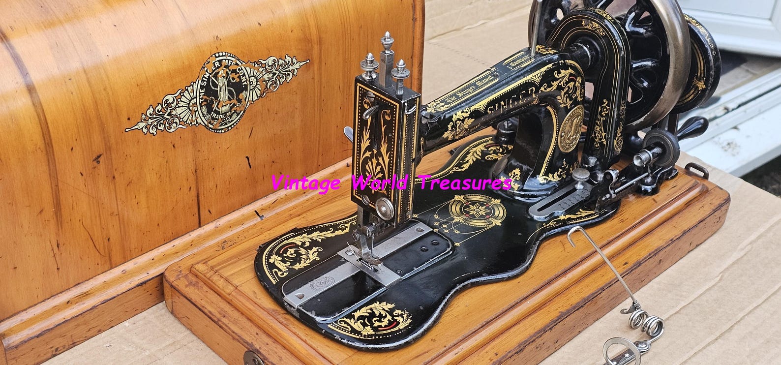 Singer 12K Fiddle Base Hand Crank Sewing Machine - Etsy
