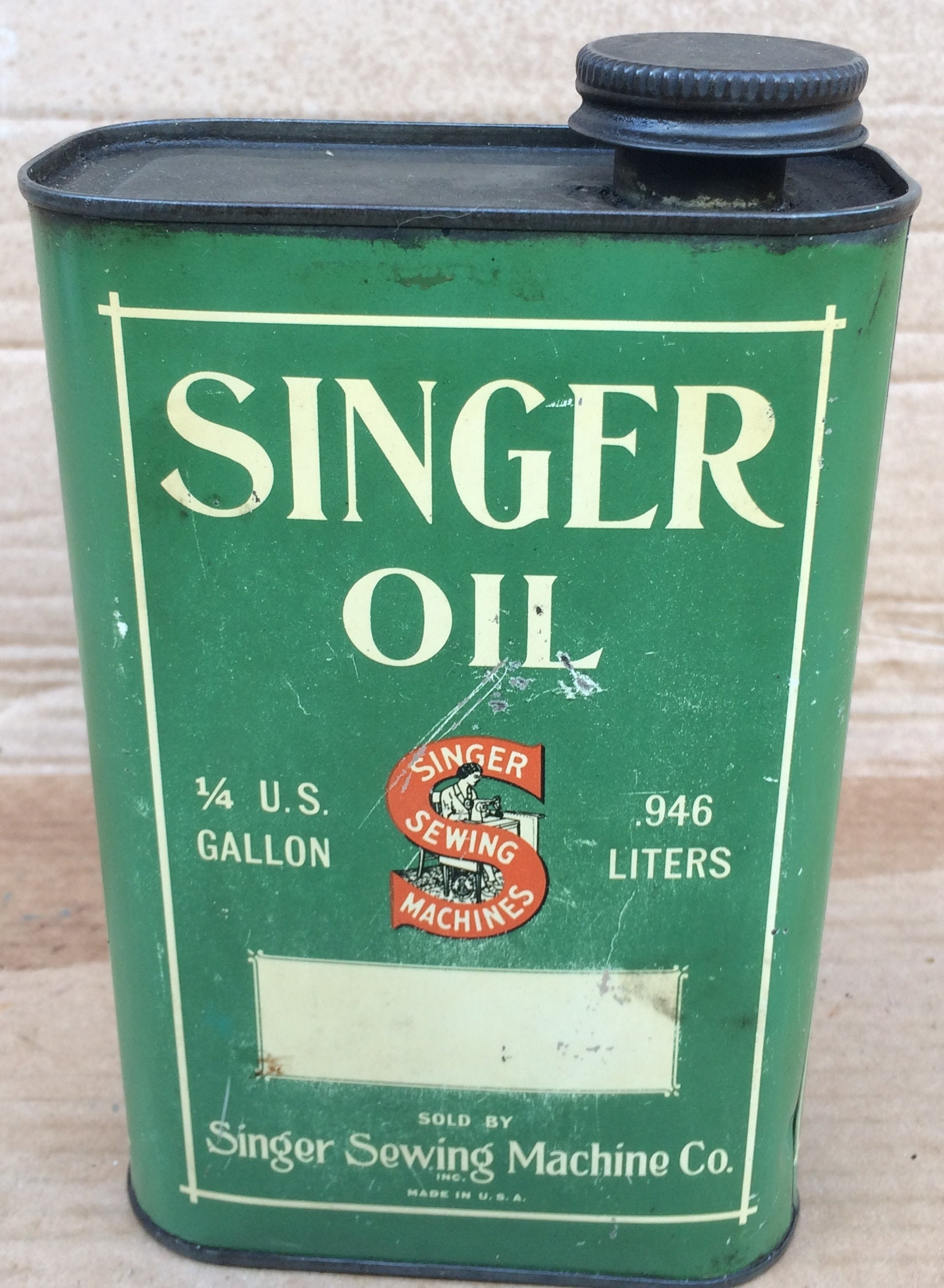 Vintage Singer Sewing Machine Large Oil Can 1/4 Gallon - Etsy