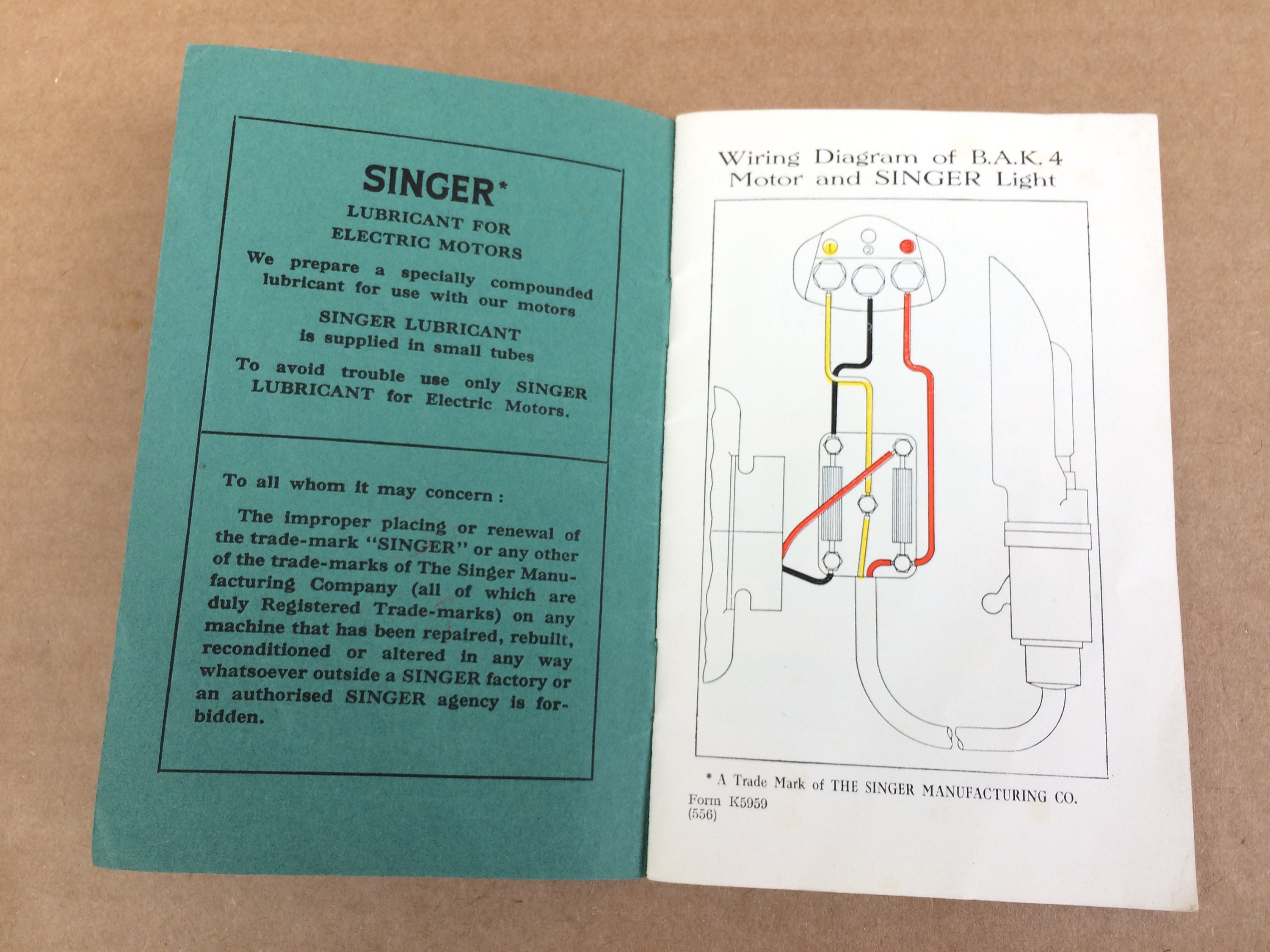 Singer B.A.K Electric Motors Instruction Manual - Etsy