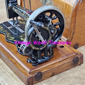 Antique Singer 12K Fiddle Base Hand Crank Sewing Machine Ottoman ...
