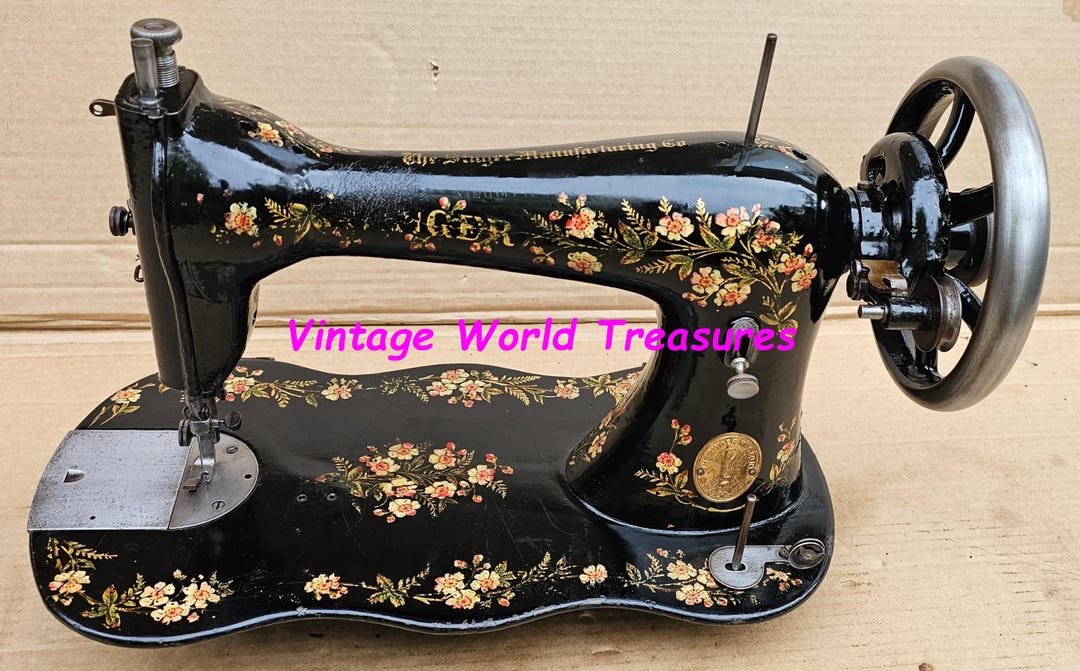 Antique Singer Fiddle Base Sewing Machine: Apple Blossom Decals, 1888 ...