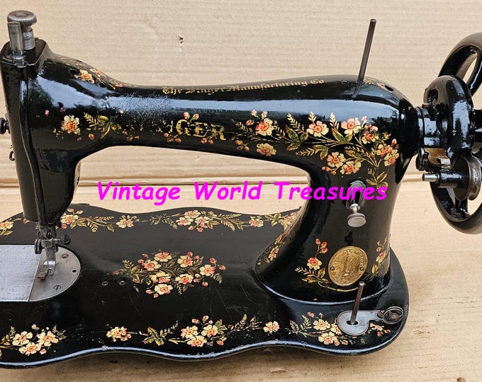 Antique Singer Fiddle Base Sewing Machine: Apple Blossom Decals, 1888 ...