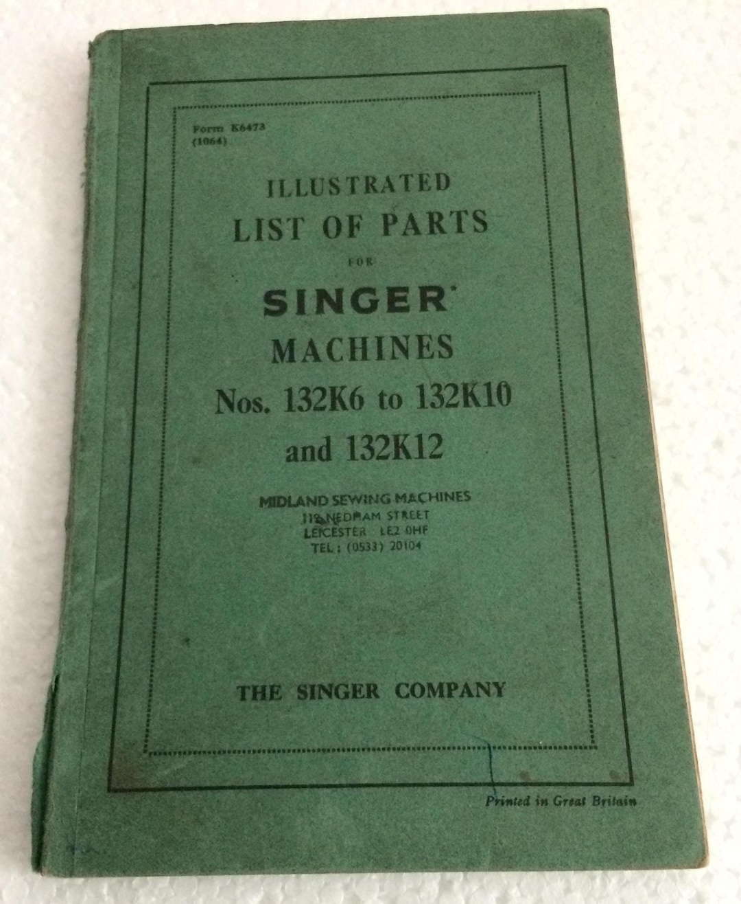 Illustrated List of Parts for Singer 132K6, 132K10, 132K12 Instruction ...