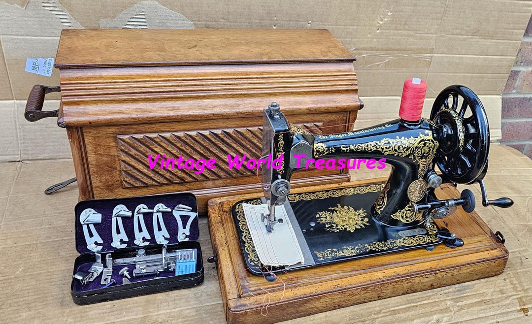 1892 Antique Singer VS3 Hand-crank Sewing Machine Scrolls and Roses ...