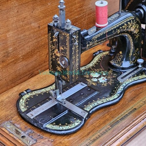 Antique Wertheim Superba Sewing Machine: Fiddle Base, Mother of Pearl ...