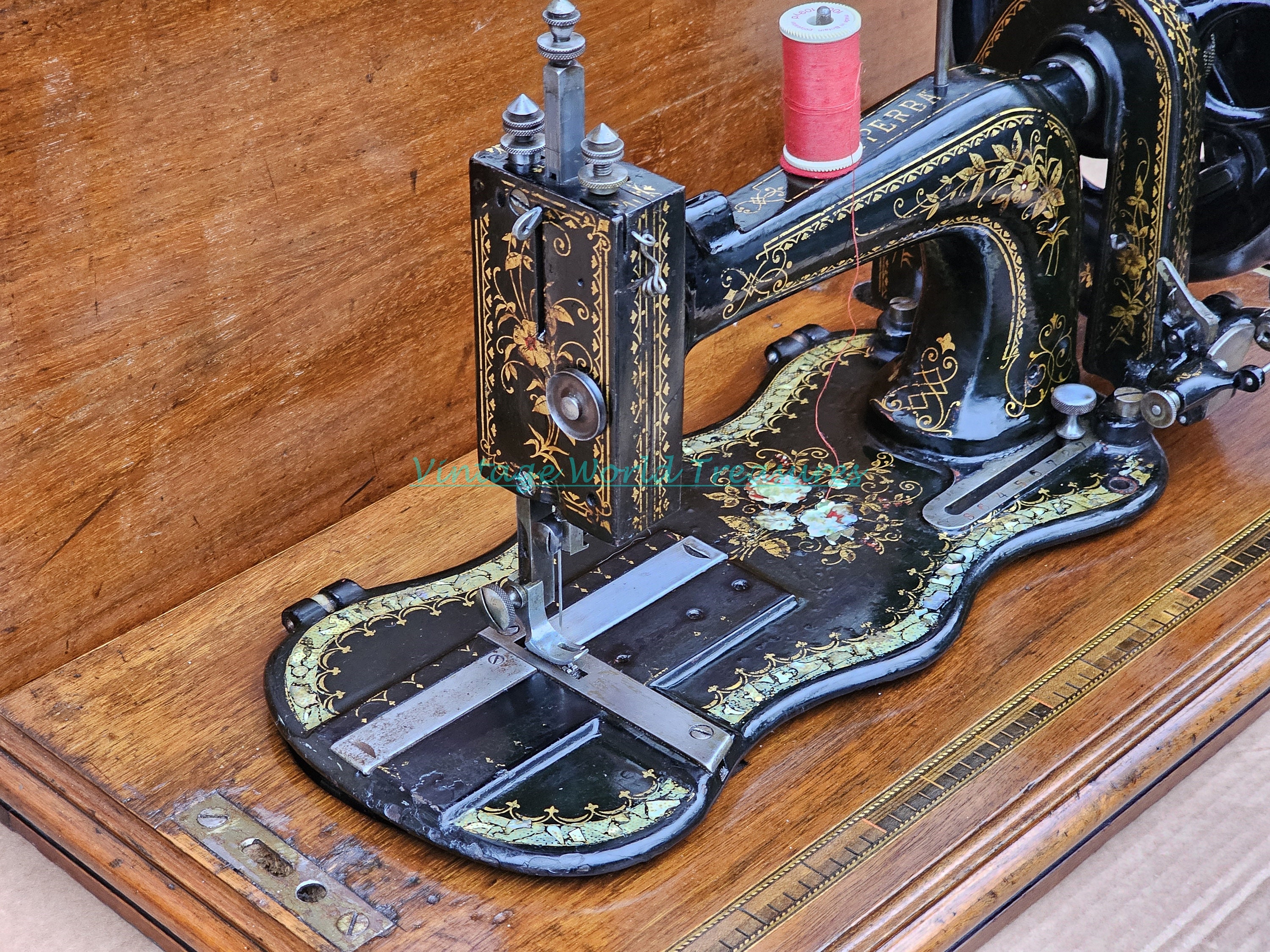 Antique Wertheim Superba Fiddle Base Hand Crank High Arm Transverse ...