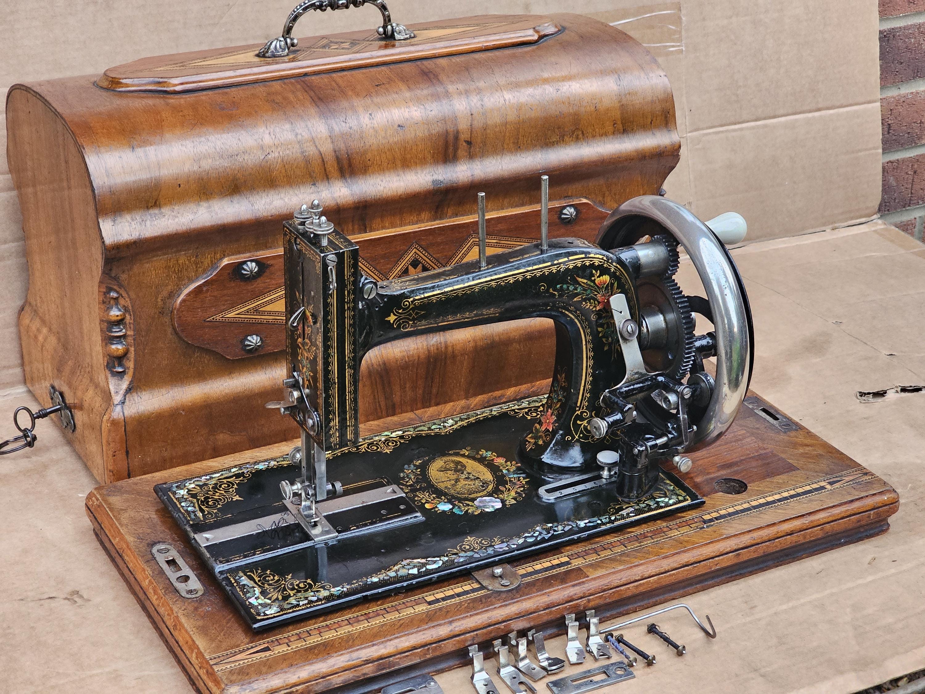 Stoewer Antique Hand Crank Sewing Machine With Accessories and Case - Etsy