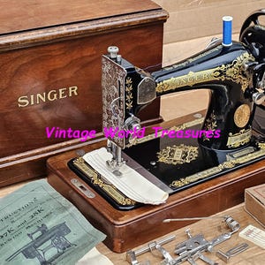 Singer 28k Hand Crank Sewing Machine With Instruction Manual ...