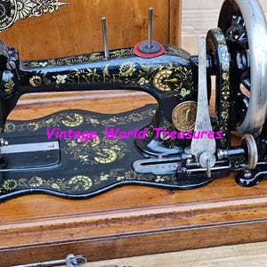 Antique Singer 12K Fiddle Base Hand Crank Sewing Machine Ottoman ...