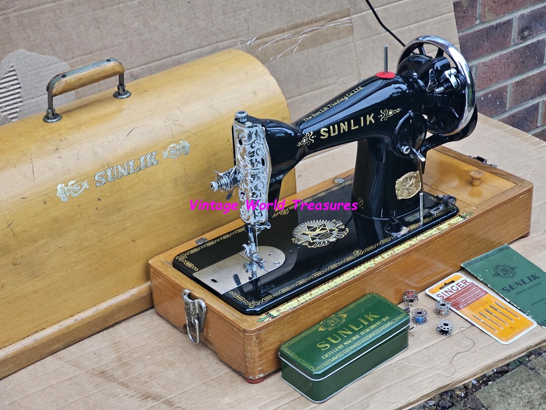Sunlik Vintage Sewing Machine With Bentwood Case - Etsy