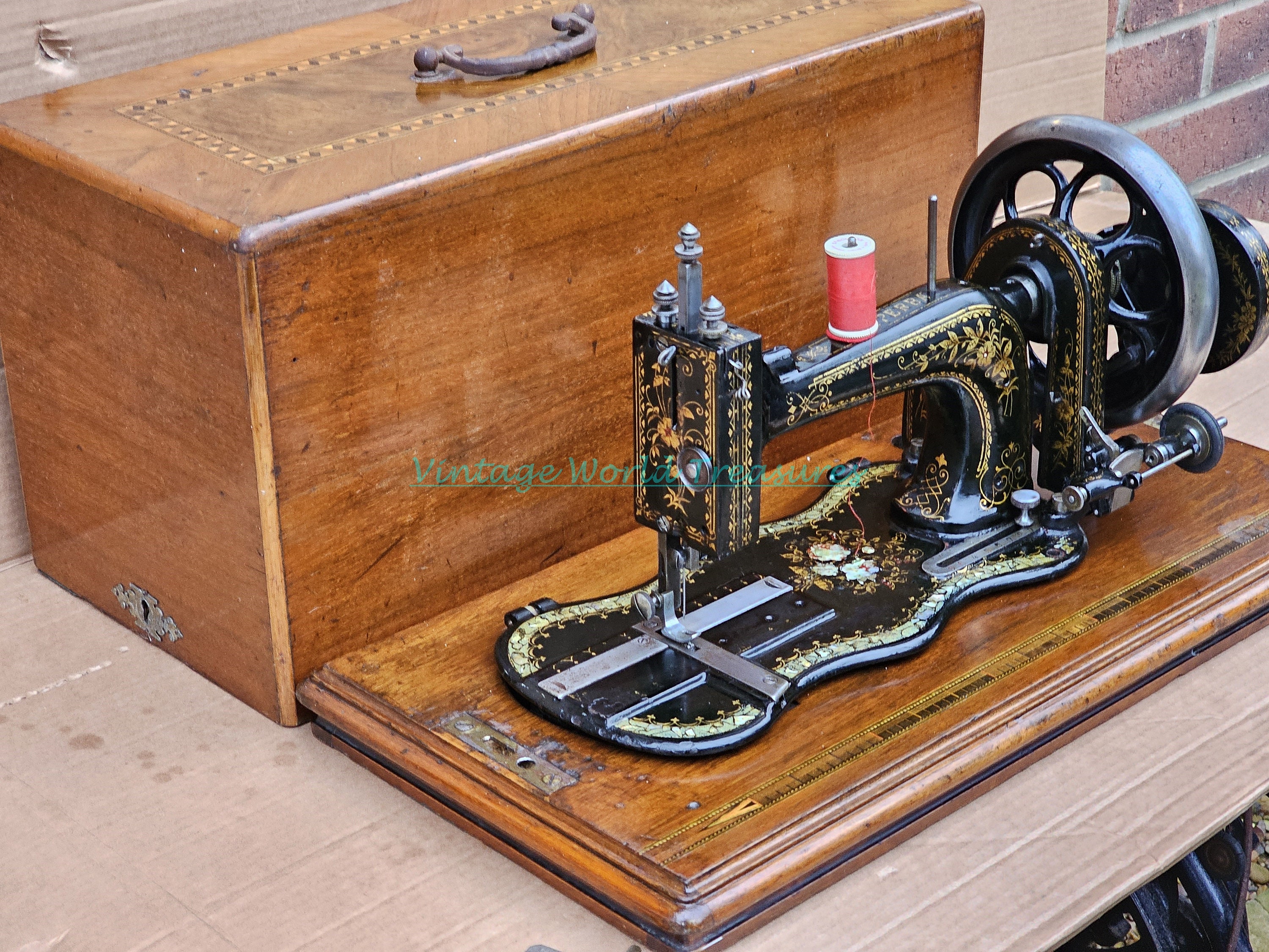 Antique Wertheim Superba Sewing Machine: Fiddle Base, Mother of Pearl ...