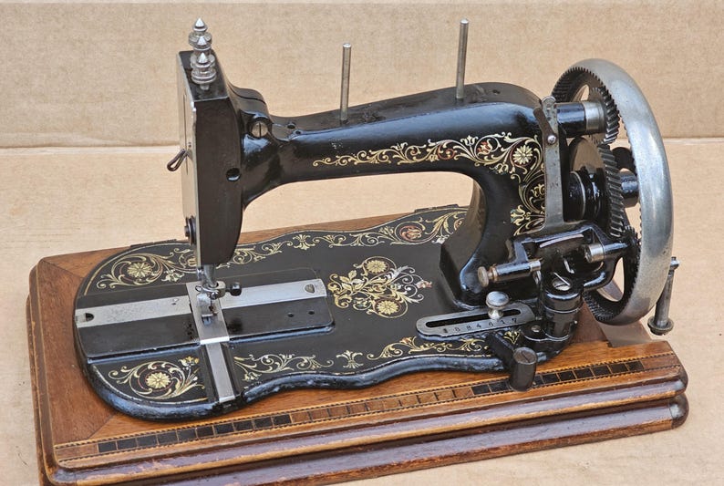 Antique Fiddle Base Hand Crank Sewing Machine - Etsy