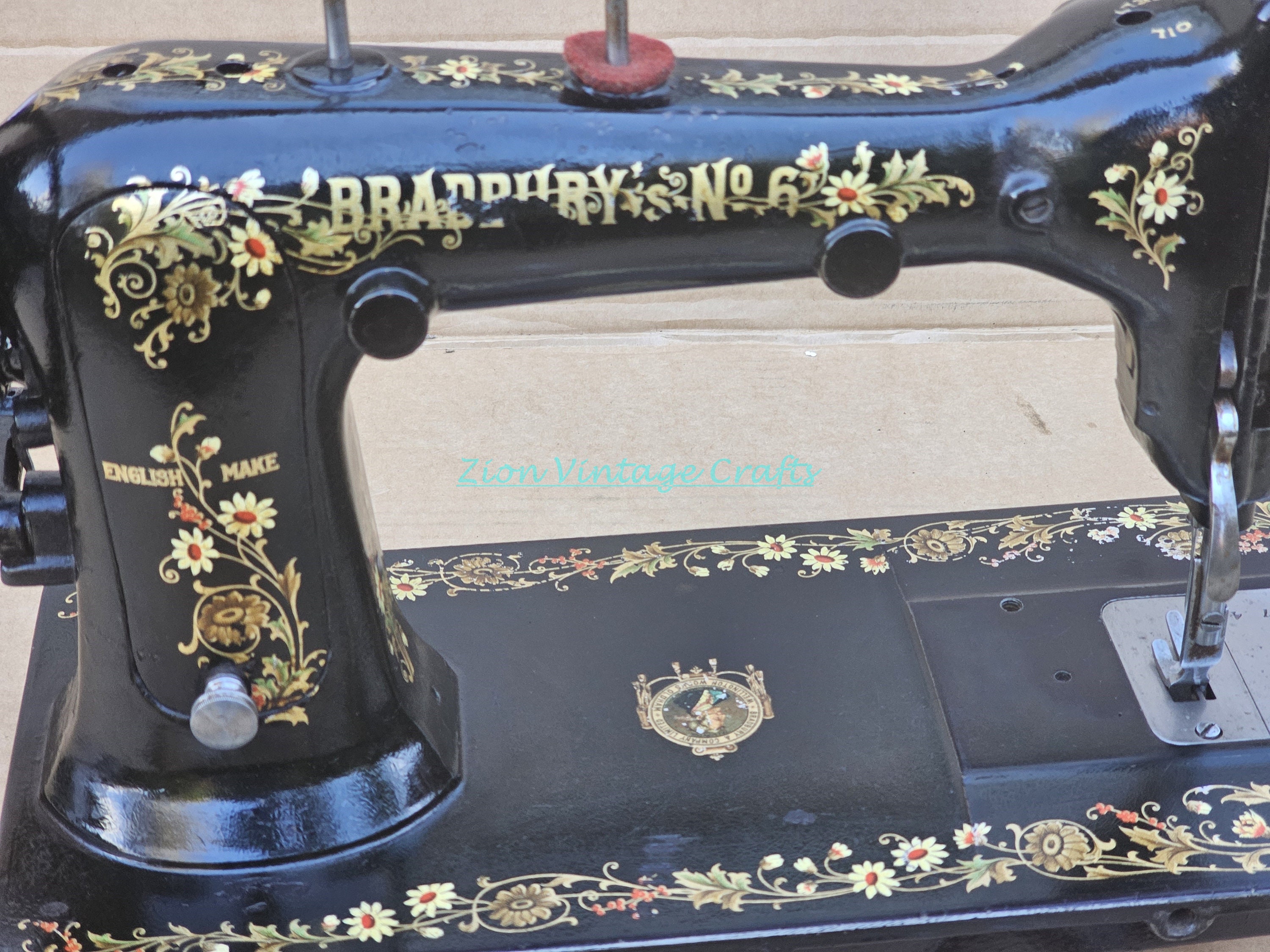 Antique Bradbury No. 6 Sewing Machine Treadle Head With the Duke Trade ...