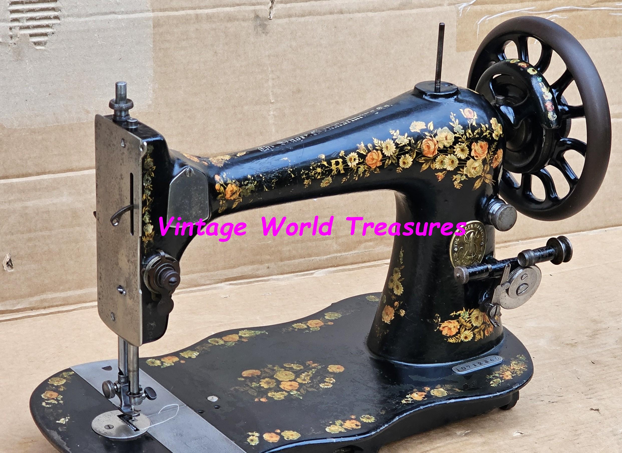 Antique Singer VS2 Fiddle Base Treadle Sewing Machine Head Painted Pink ...