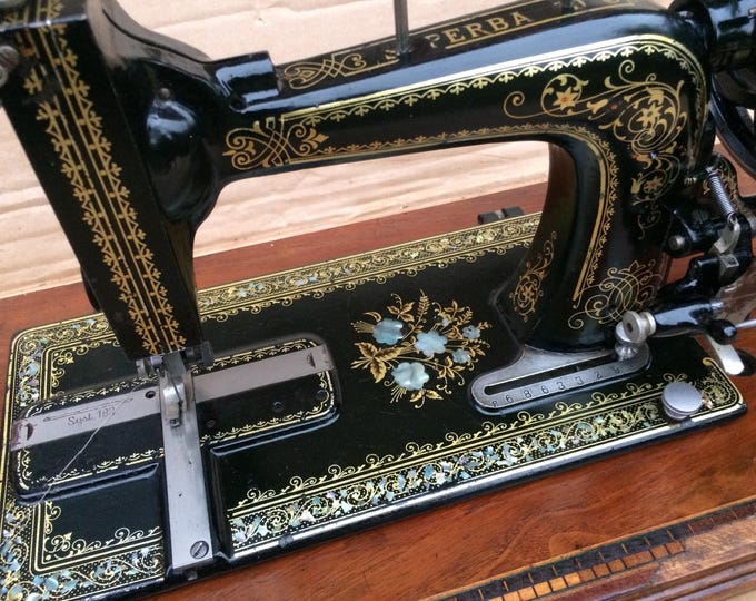 Wertheim Superba Hand Crank High Arm Transverse Shuttle Sewing Machine ...