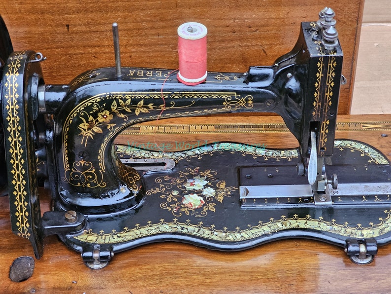 Antique Wertheim Superba Sewing Machine: Fiddle Base, Mother of Pearl ...