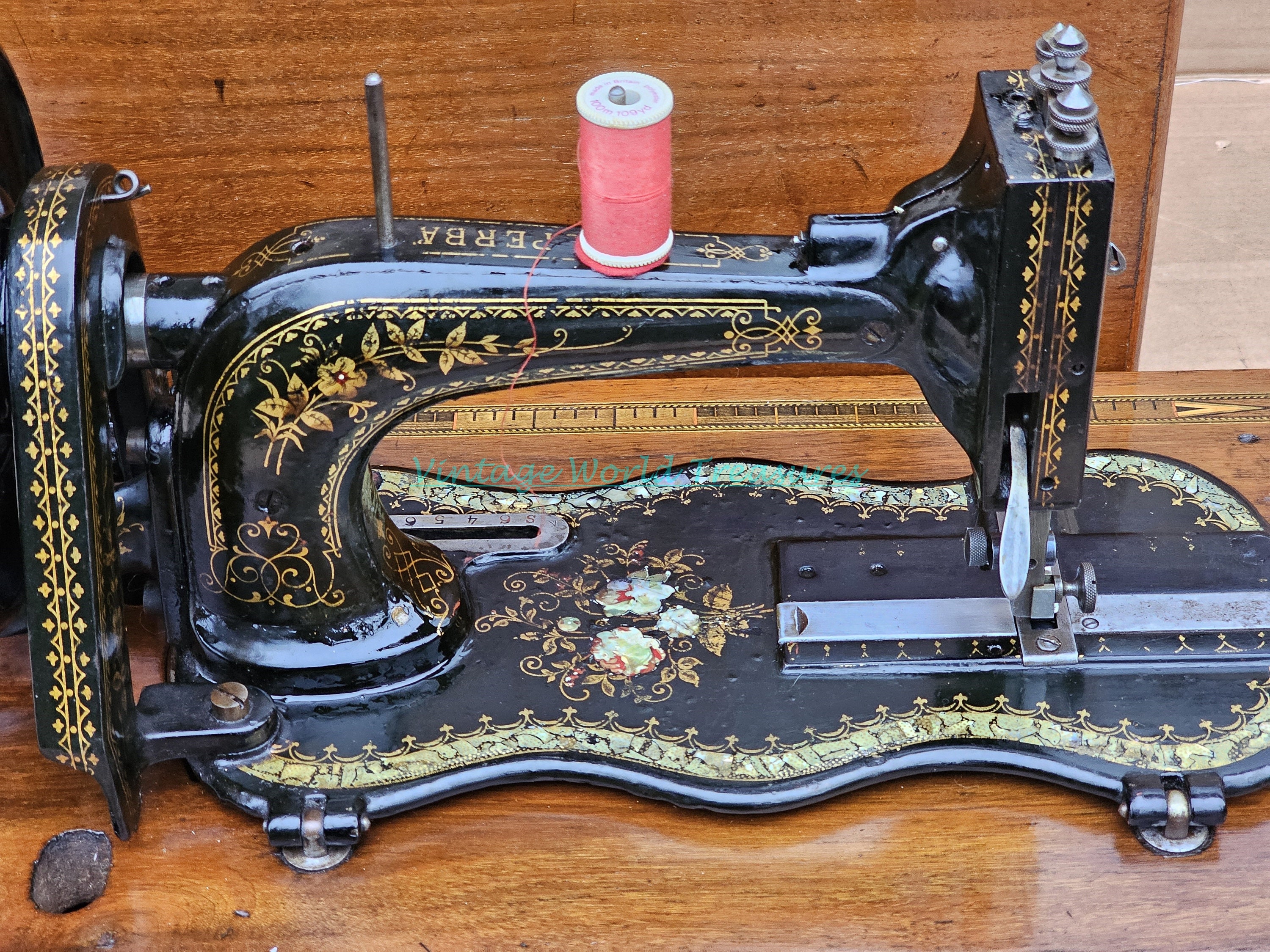 Antique Wertheim Superba Fiddle Base Hand Crank High Arm Transverse ...