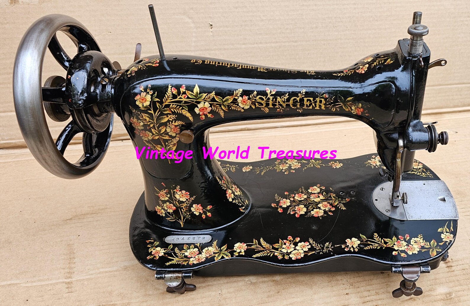 Antique Singer Fiddle Base Sewing Machine: Apple Blossom Decals, 1888 ...