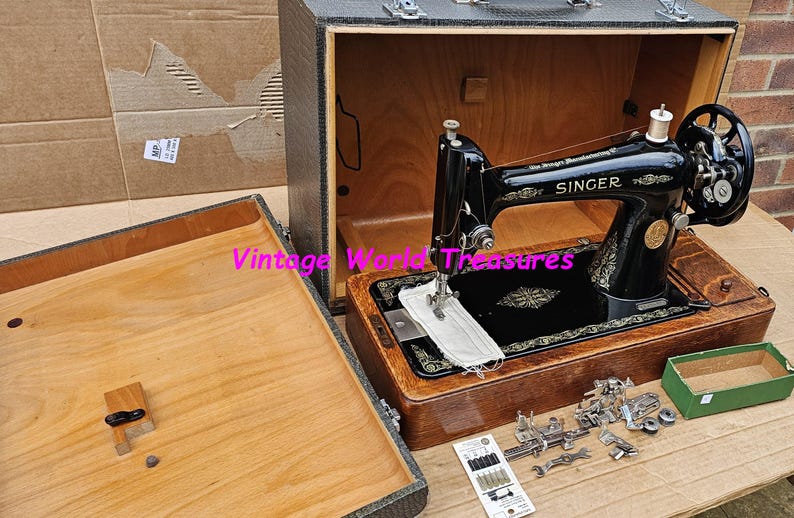 Singer 66K Blackside Hand Crank Sewing Machine With Attachments - Etsy