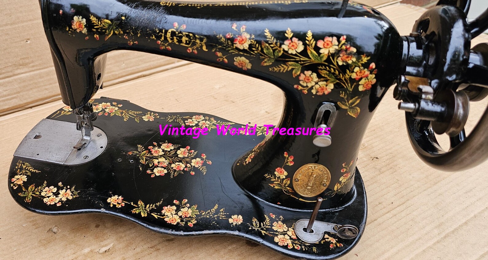 Antique Singer Fiddle Base Sewing Machine: Apple Blossom Decals, 1888 ...