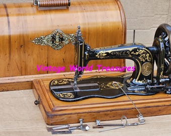 Antique Singer 12K Fiddle Base Sewing Machine With Large Roses Decals ...