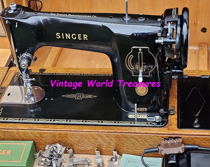 Singer 201K Aluminium Body Electric Sewing Machine With Attachments ...