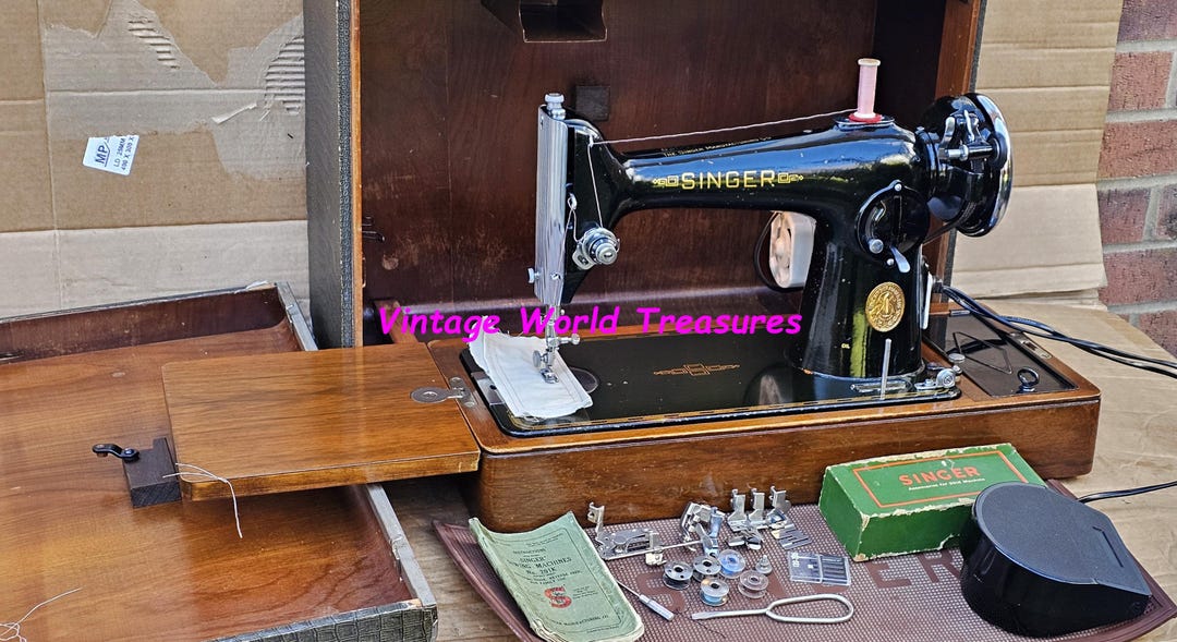 Singer 201K Electric Vintage Sewing Machine With Instruction Manual ...