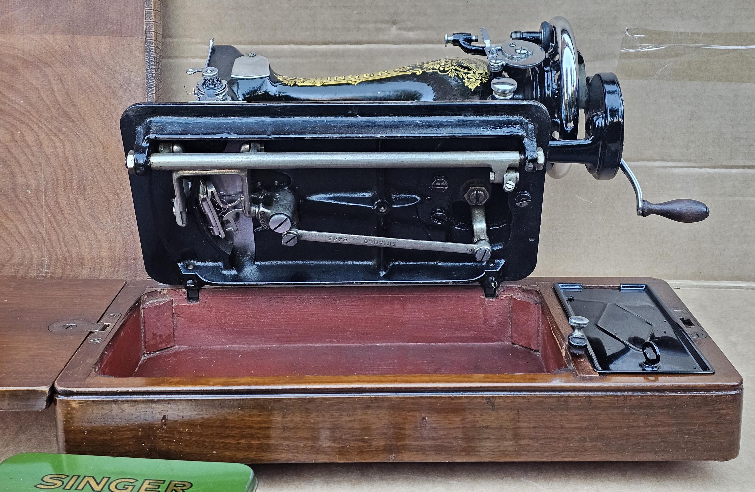 Vintage Singer 28, 28K Hand Crank Sewing Machine With Croc Case and ...