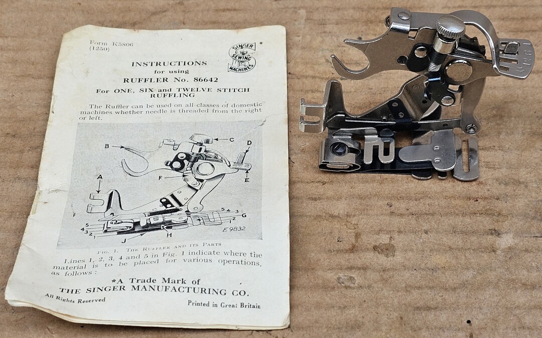 Singer Sewing Machine Ruffler No.86642 With Instruction Manual - Etsy